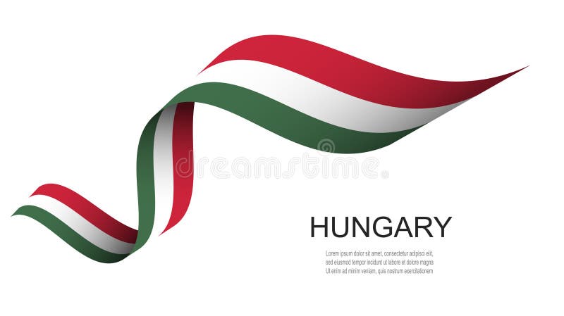 Hungary Flag on Waving Ribbon, Hungary Independence Day Stock Vector ...