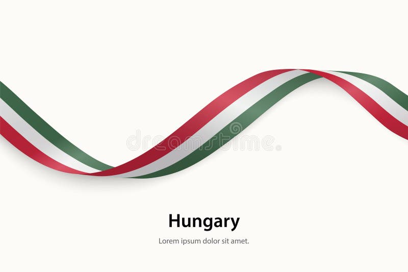 Hungary Flag on Waving Ribbon Stock Vector - Illustration of card ...