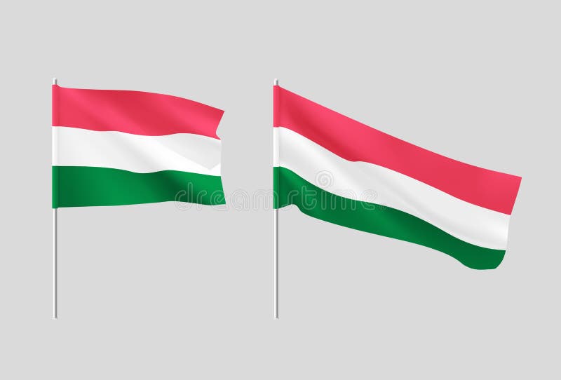 Hungary Flags. Set of National Realistic Hungarian Flags Stock Vector ...