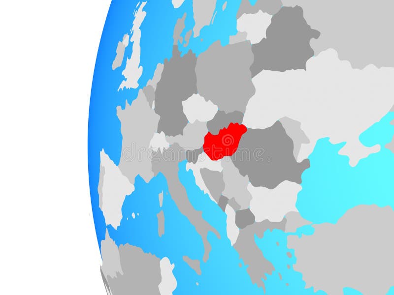 Hungary on globe stock illustration. Illustration of country - 129584727