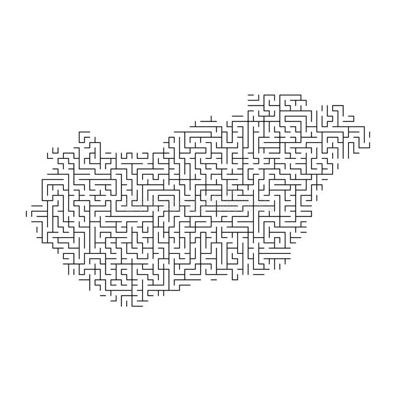 Hungary Map from Black Pattern of the Maze Grid. Vector Illustration ...