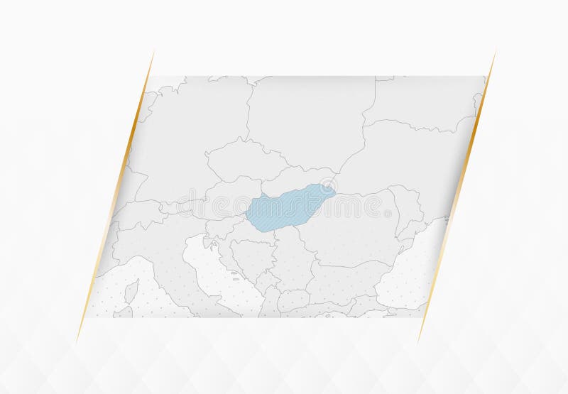 Hungary Map in Blue with Gold Framed Accents. Modern Vector Map of ...
