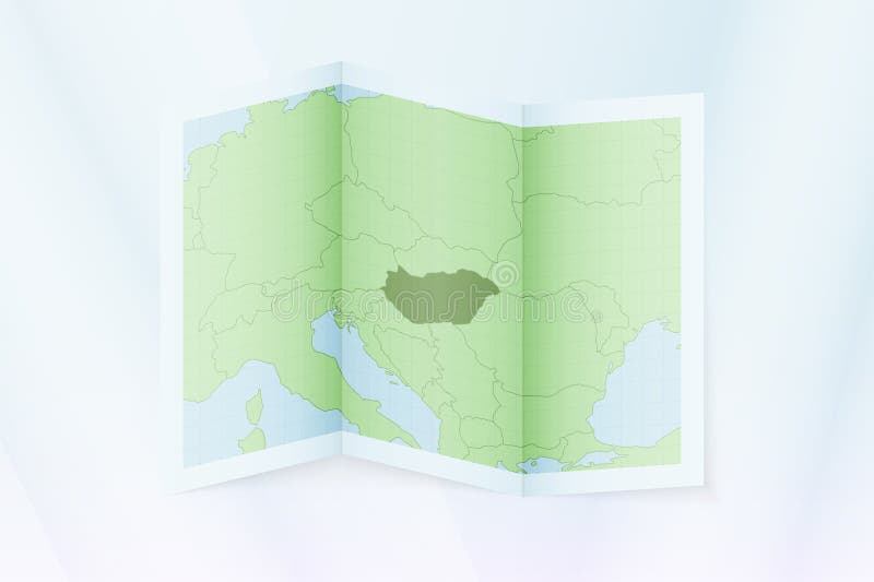 Hungary Map, Folded Paper with Hungary Map Stock Vector - Illustration ...