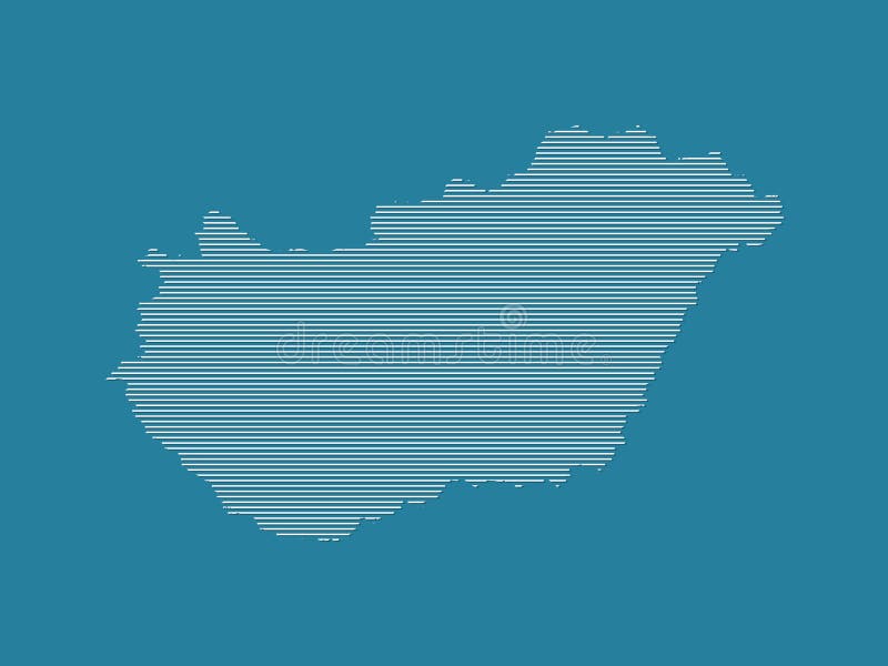 Hungary Map Vector Illustration Using Simple Straight Lines of White ...