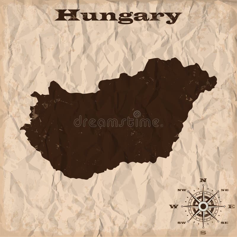 Hungary Old Map with Grunge and Crumpled Paper. Vector Illustration ...