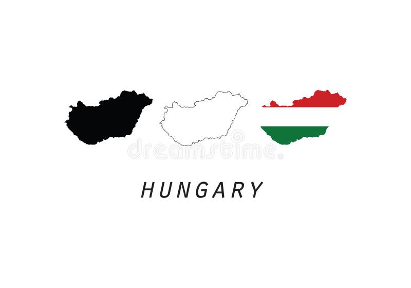 Hungary Outline Map National Borders Stock Vector - Illustration of ...