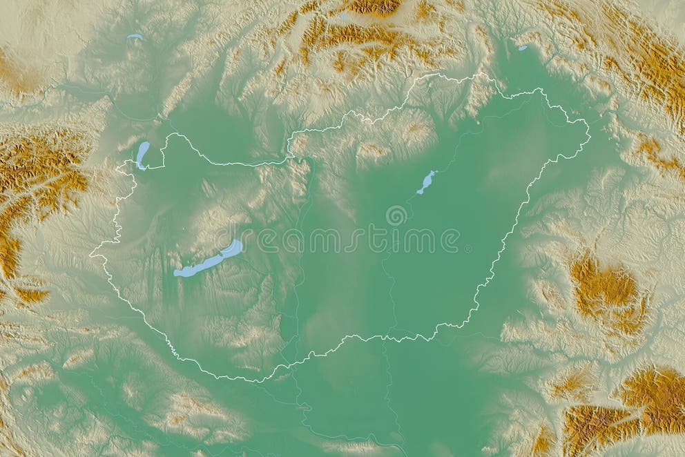 Hungary outlined. Relief stock illustration. Illustration of overlay ...