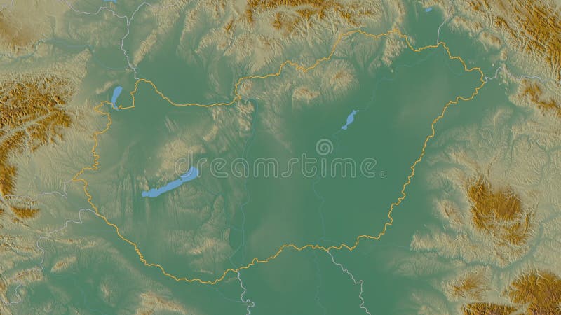 Hungary - overview. Relief stock illustration. Illustration of ...