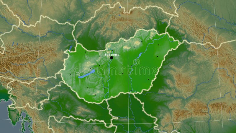 Hungary - Physical. Composition, Borders Stock Illustration ...