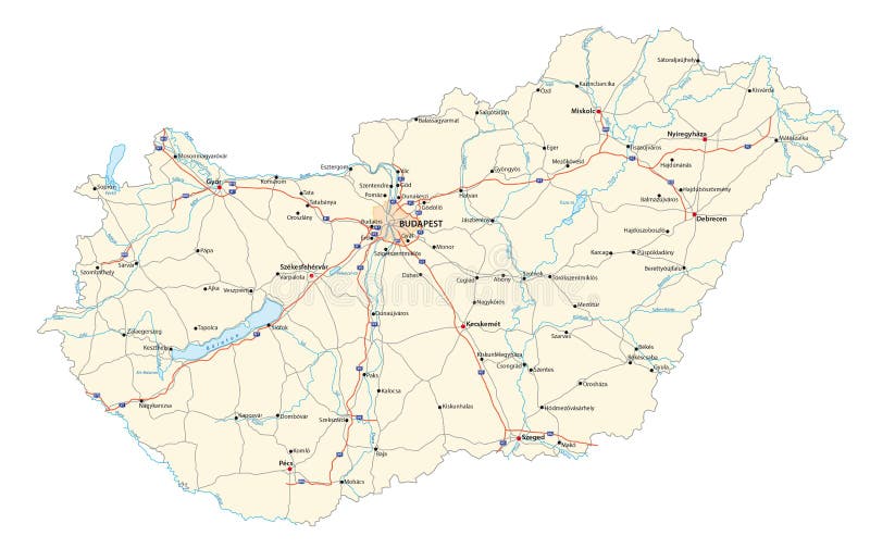 Hungary road map stock illustration. Illustration of mapping - 71281494