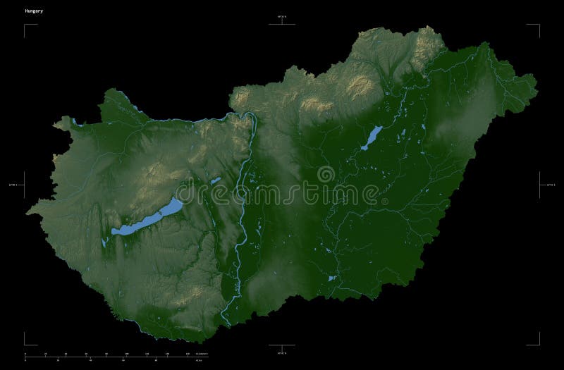 Hungary Shape on Black. Physical Stock Illustration - Illustration of ...