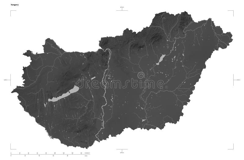 Hungary Shape on White. Grayscale Stock Illustration - Illustration of ...