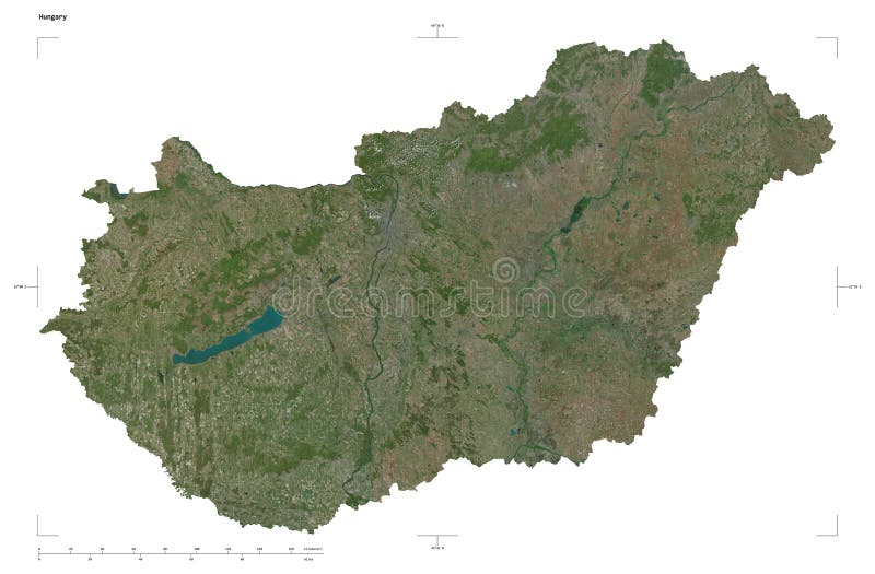 Hungary Shape on White. High-res Satellite Stock Illustration ...