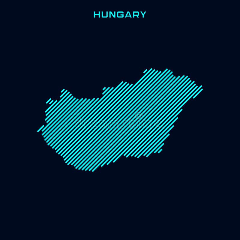 Hungary Striped Map Vector Design Template with Blue Background. Stock ...