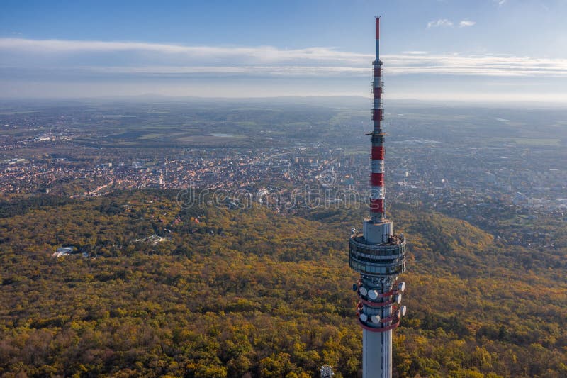 Hungary - TV Tower in Pecs with Mecsek Hills Stock Photo - Image of ...