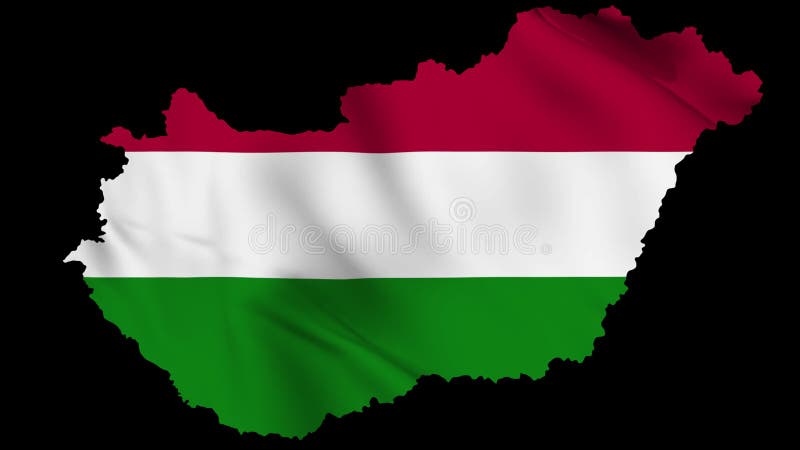 Hungary Waving Flag Map with Alpha Channel and Seamless Loop Stock ...