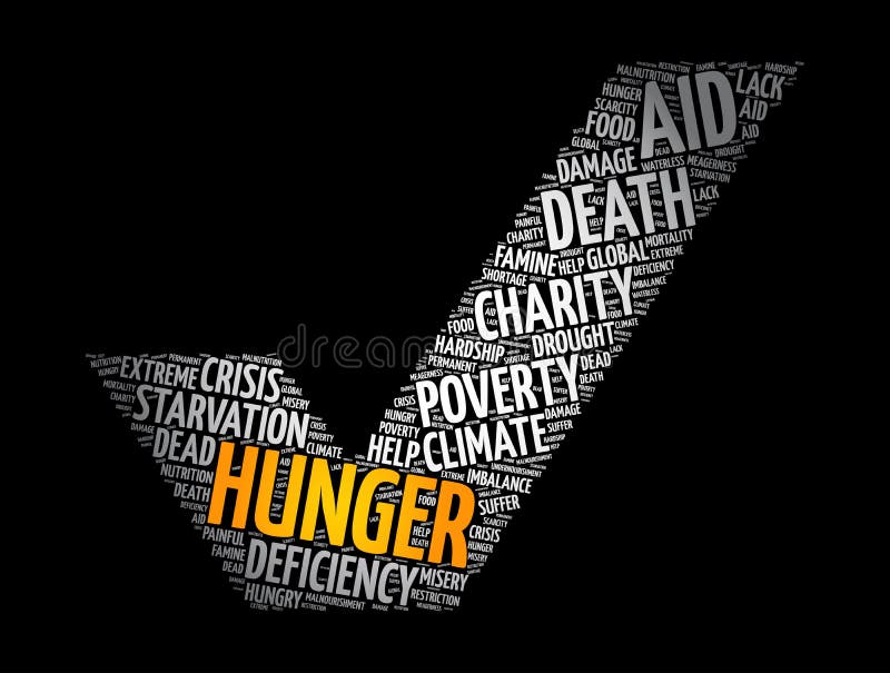 Hunger Check Mark Word Cloud Collage, Concept Background Stock ... Hunger Check Mark Word Cloud Collage, Concept Background Stock ...