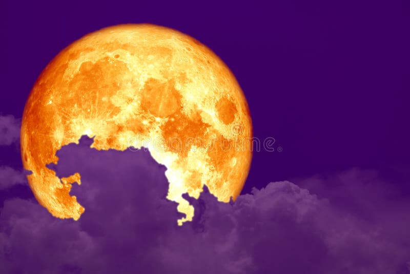 Hunger Moon Back on Silhouette Heap Cloud on Sunset Sky Stock Image ...