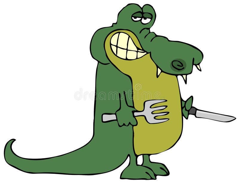 Hungry Alligator stock illustration. Illustration of utensil - 4433156