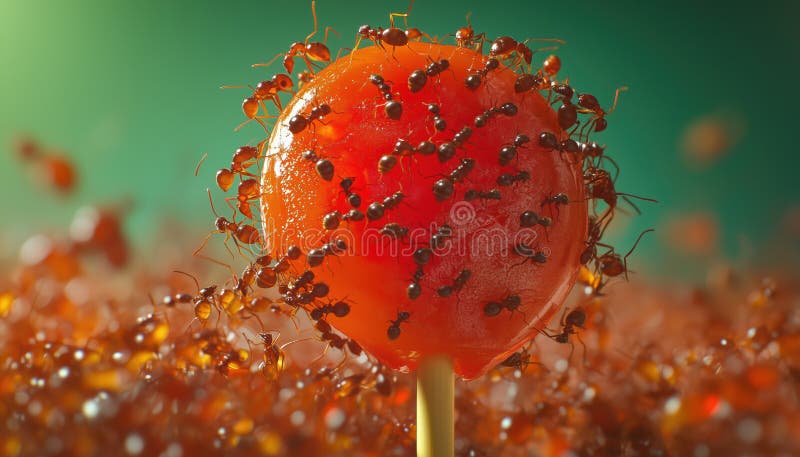 Hungry Ants Swarm and Attack Lollipop in Large Numbers Stock Image ...