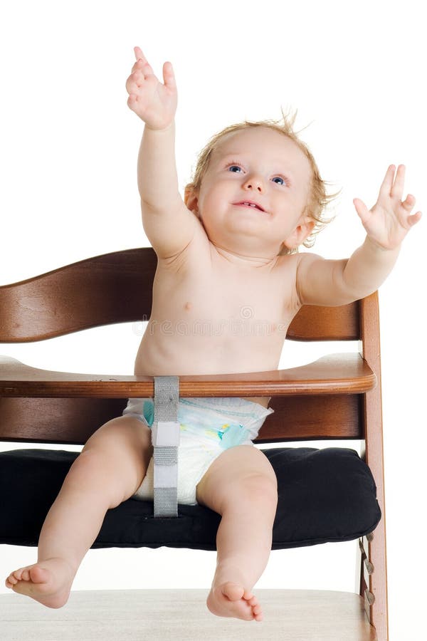Hungry baby high chair stock photo. Image of baby, innocence - 18521958