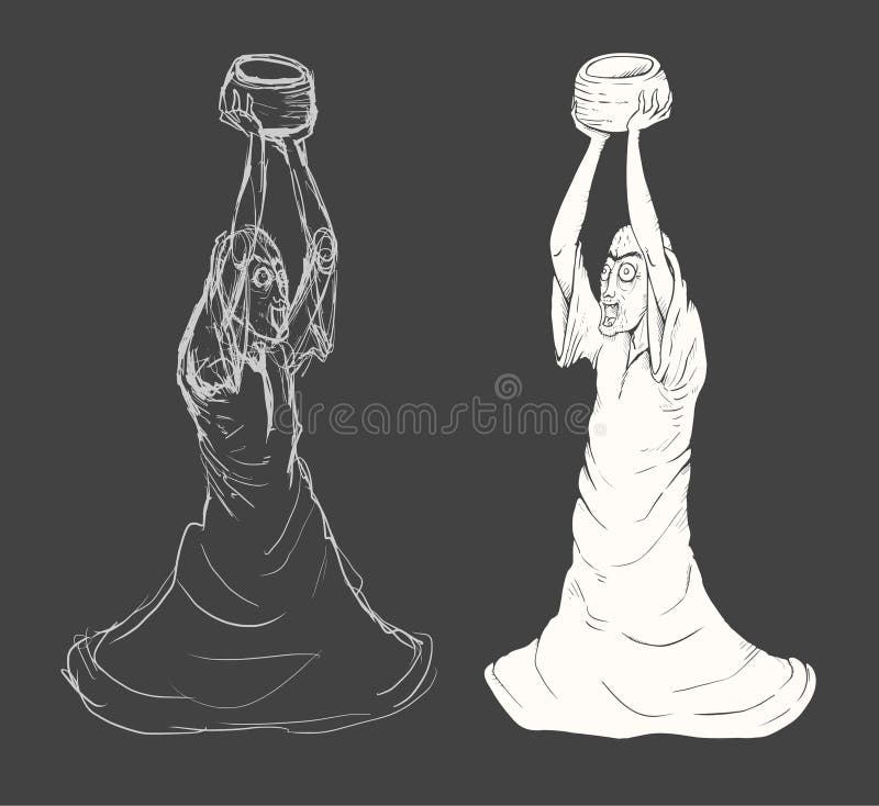 Hungry beggar man draw stock vector. Illustration of arts - 314199208