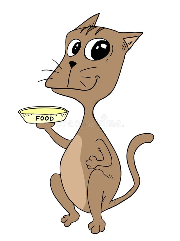 Hungry cat stock vector. Illustration of cartoons, food - 49349686