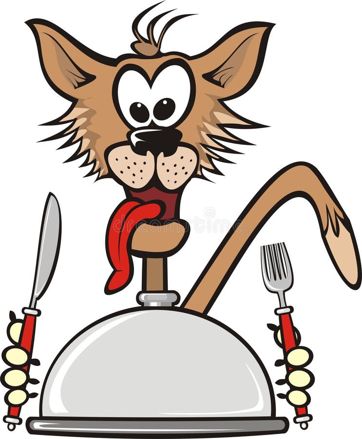 Hungry cat and dinner stock vector. Illustration of aromatic - 20548396