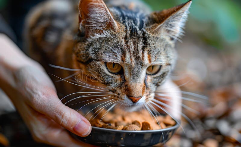 Hungry Cat is Eating Food from Bowl Stock Image - Image of furry, home ...