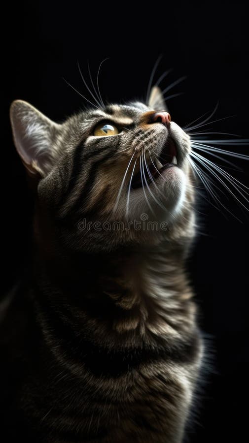 Hungry Cat Licking Its Lips in Anticipation of a Snack . Stock ...
