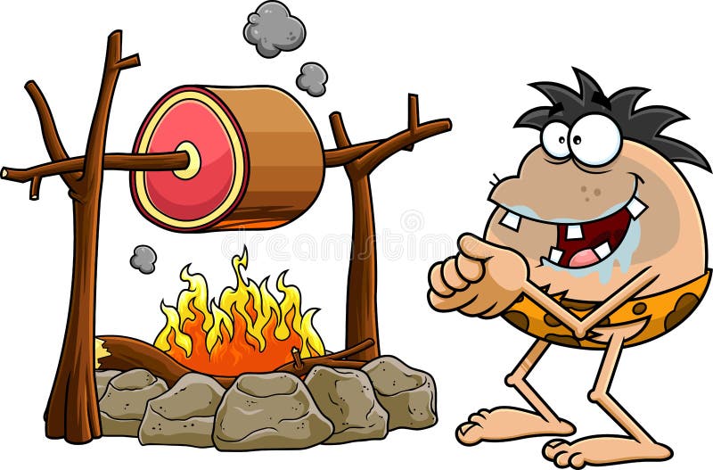 Hungry Caveman Cartoon Character Cooking Meat Stock Vector ... Hungry Caveman Cartoon Character Cooking Meat Stock Vector ...