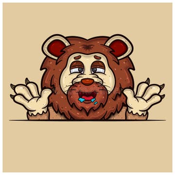 Hungry Face Expression with Lion Cartoon Stock Vector - Illustration of ...