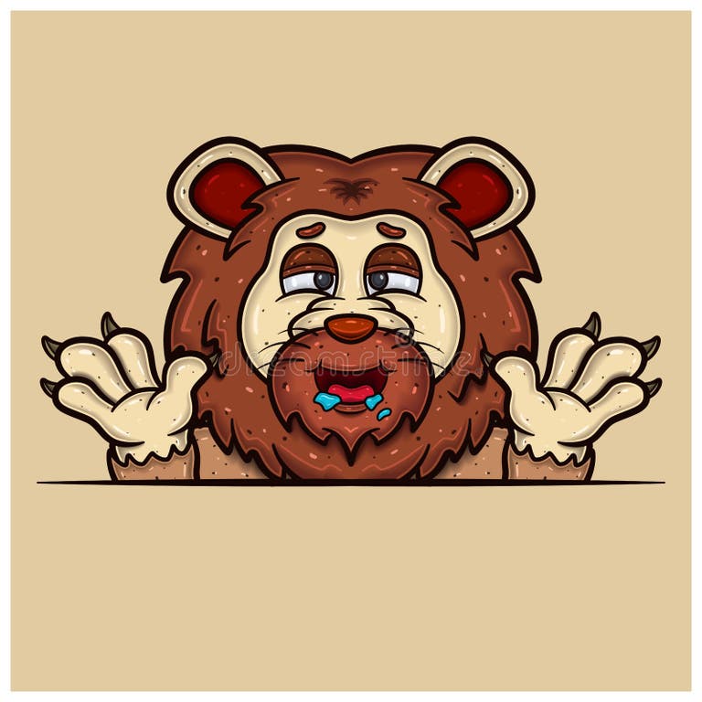 Hungry Face Expression with Lion Cartoon Stock Vector - Illustration of ...