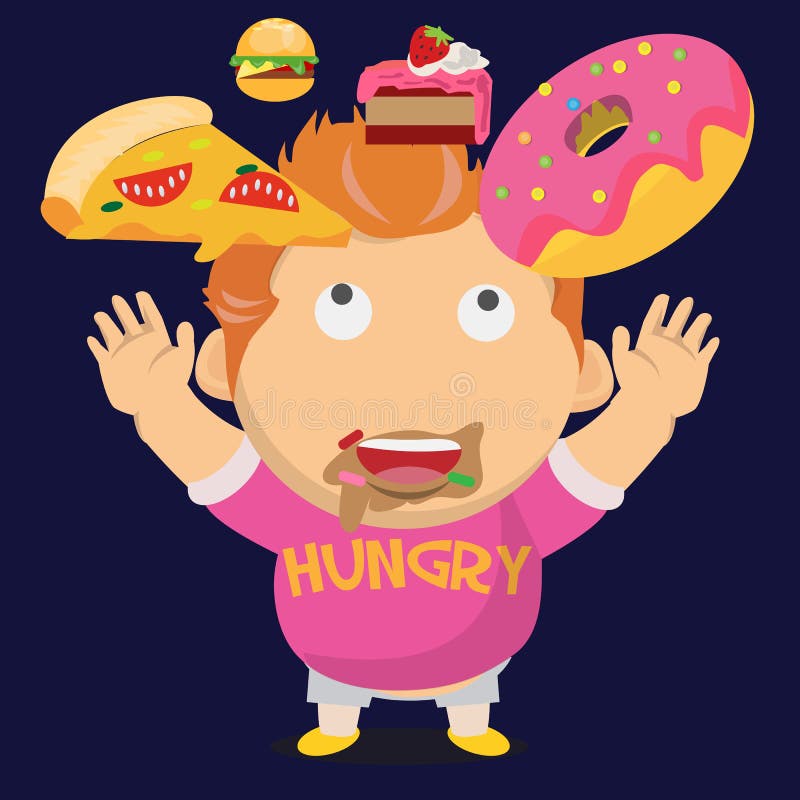 Hungry boy stock illustration. Illustration of mouth, lettuce - 5434202