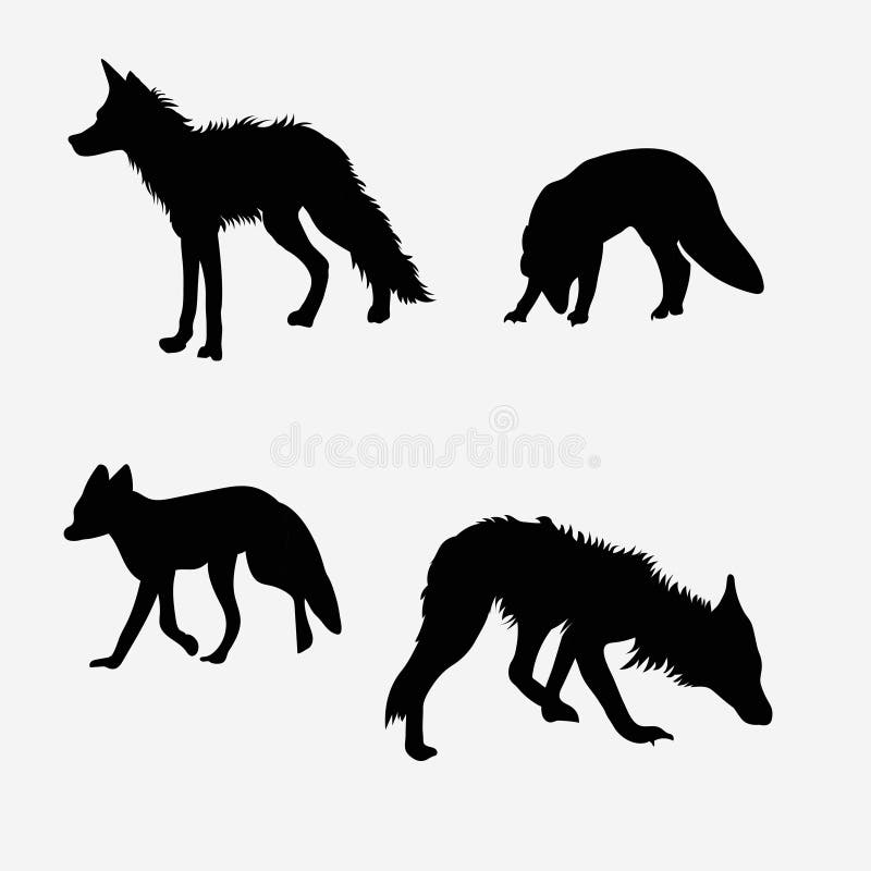 Hungry Fox Silhouette Vector Artwork Bundle. Stock Vector ...