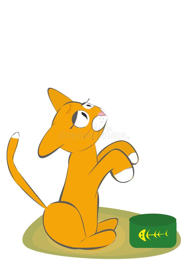 Hungry ginger cat stock vector. Illustration of kitten - 61861433