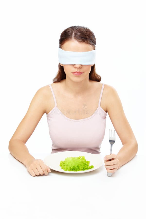 Hungry girl stock image. Image of fork, bandage, female - 11092189