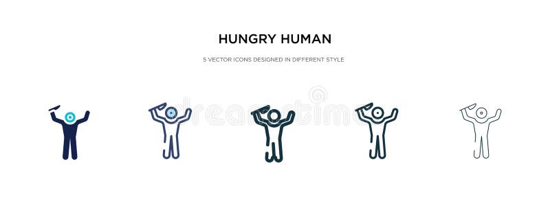 Hungry Human Icon in Different Style Vector Illustration. Two Colored ...