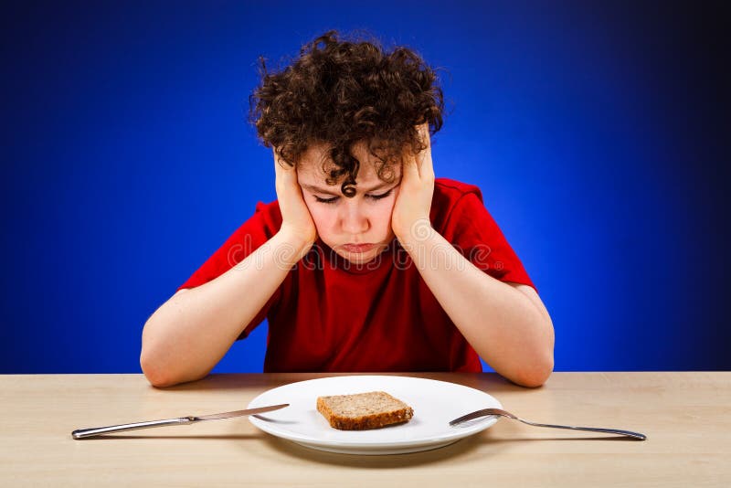 Portrait of Pensive or Tired Boy Child Kid. Emotions. at Home. Stock ...