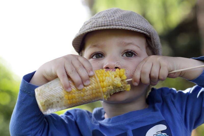 Girl Eating Corn on the Cob Stock Image - Image of healthy, holding ...