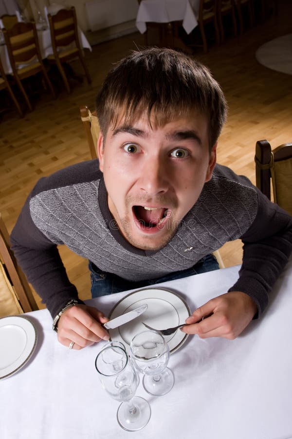 Hungry man stock image. Image of person, knife, male - 12531575