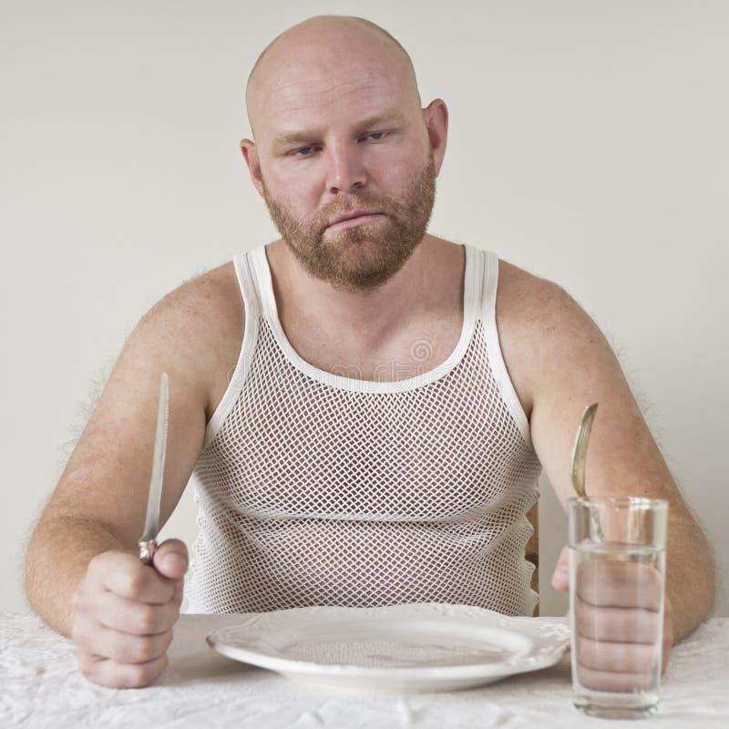 Hungry Man stock image. Image of diet, plate, contrasts - 29637685