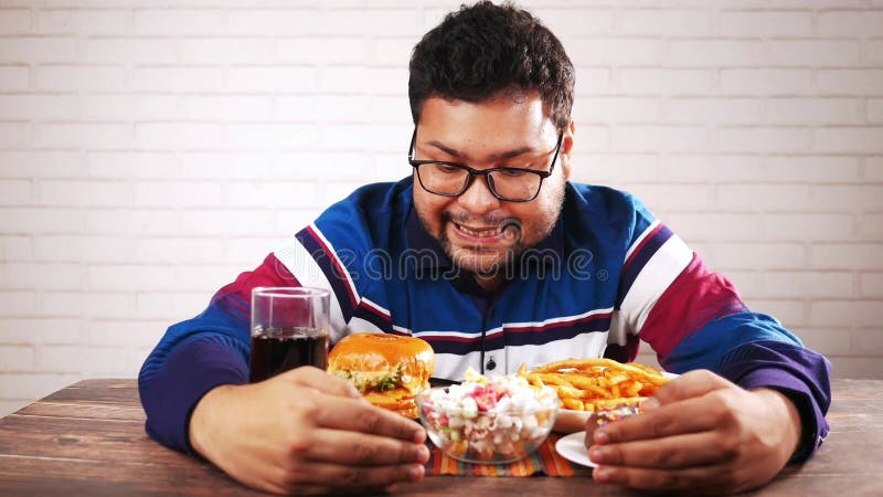 Hungry Man Waiting for Eating Beef Burger on Table Close Up Stock Video ...