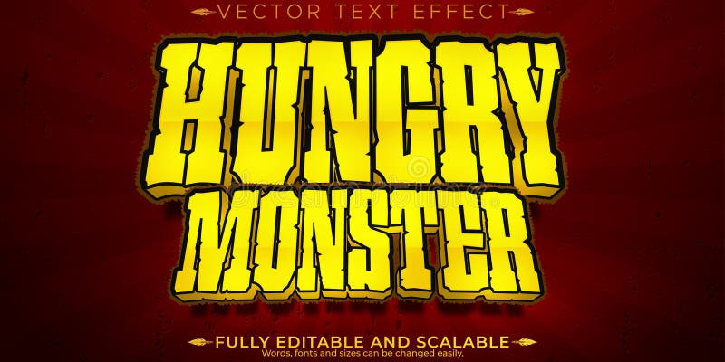 Hungry Monster Text Effect Editable Cartoon and Comic Text Style Stock ...