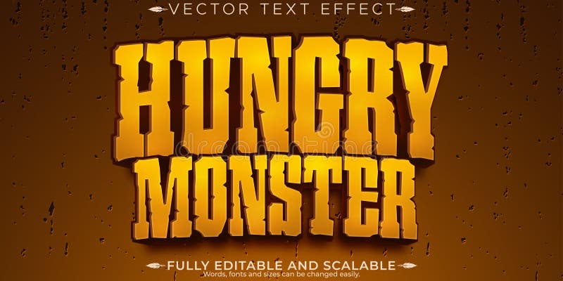 Hungry Monster Text Effect Editable Cartoon and Comic Text Style Stock ...