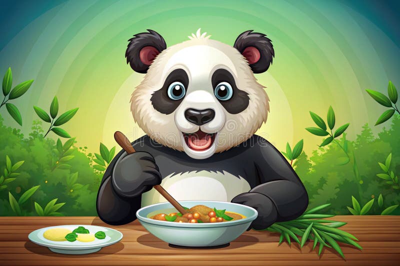 Hungry Panda Asking for Something To Eat Stock Illustration ...