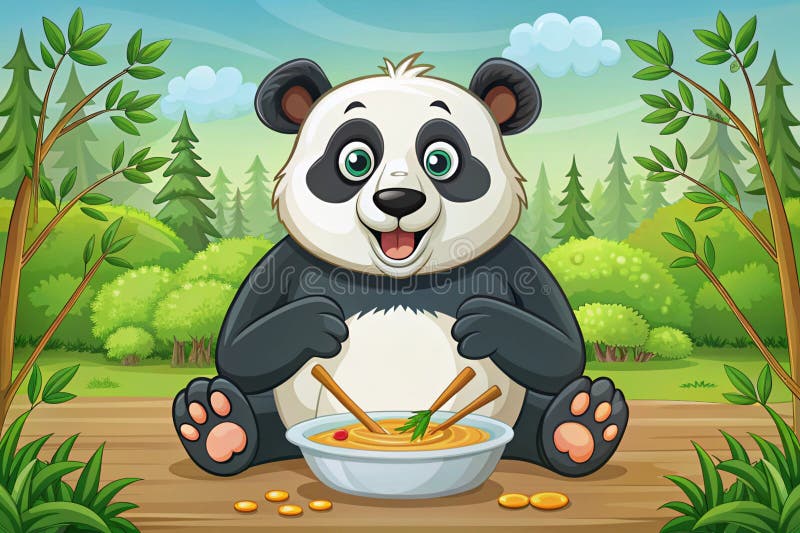 Hungry Panda Asking for Something To Eat Stock Illustration ...