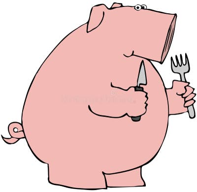 Hungry Pig stock illustration. Illustration of swine, fork - 9460582