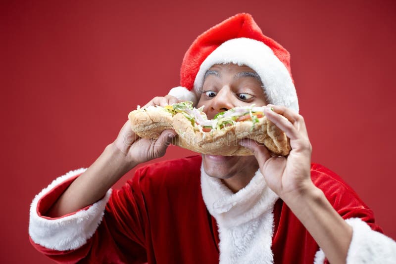 Hungry Santa stock photo. Image of fairytale, young, eating - 77352482