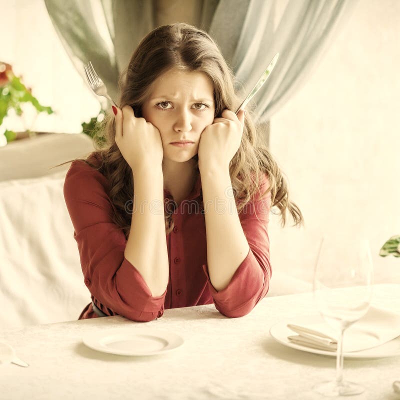 Hungry woman stock photo. Image of caucasian, food, lunch - 48274594